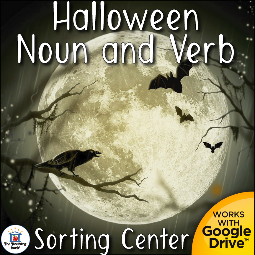 Halloween Noun and Verb Sorting Literacy Center - The Teaching Bank